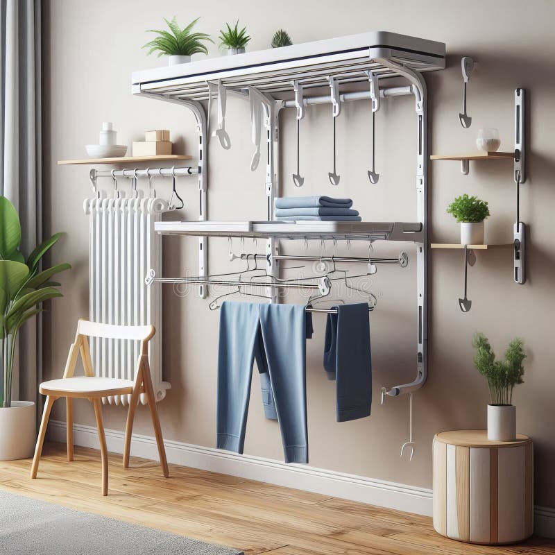 Retractable Drying Rack Space Saving Wall Mounted Drying Rack Wi Stock ...