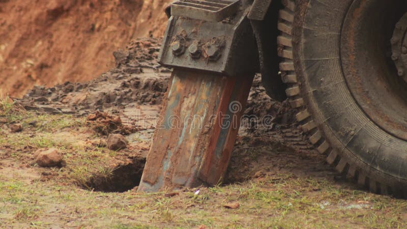 Retractable Stop for the Stability of the Excavator before Work, Close ...