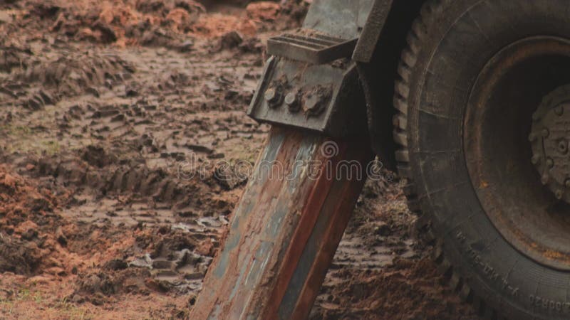 Retractable Stop for the Stability of the Excavator before Work, Close ...