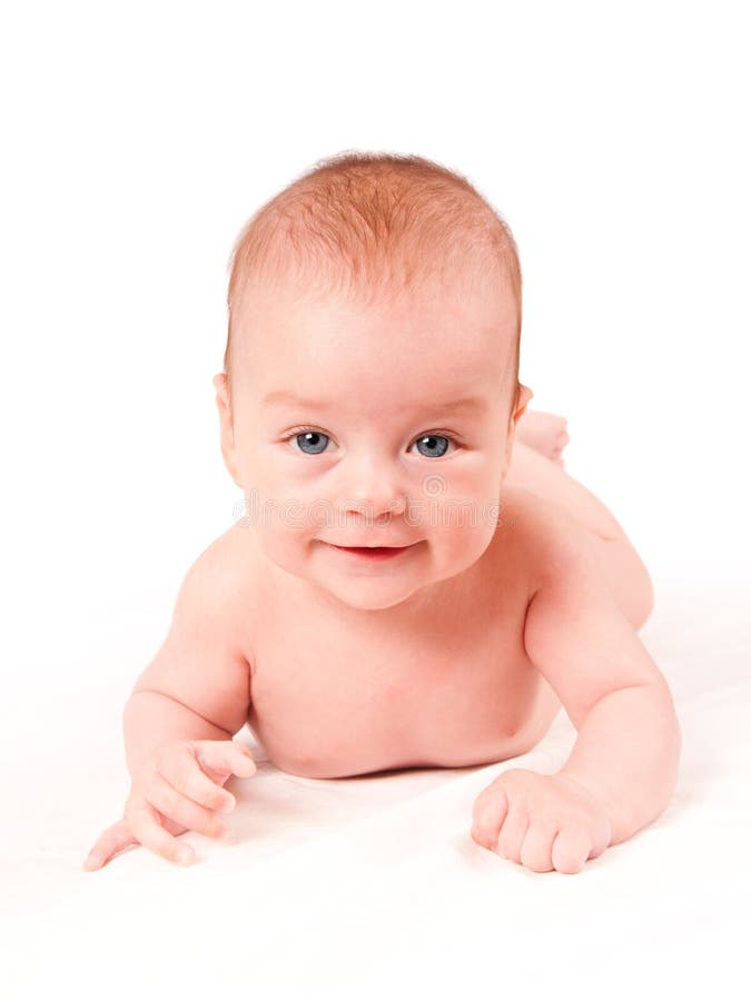 Retrato Bonito Do Bebê Isolado No Fundo Branco Foto de Stock - Imagem ...