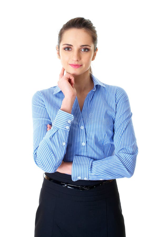 Retrato Confidente Joven De La Empresaria, Aislado Foto de archivo ...