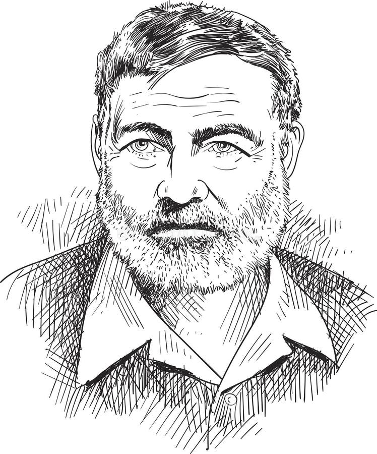 Retrato De Ernest Hemingway, Vetor Ilustração do Vetor - Ilustração de ...