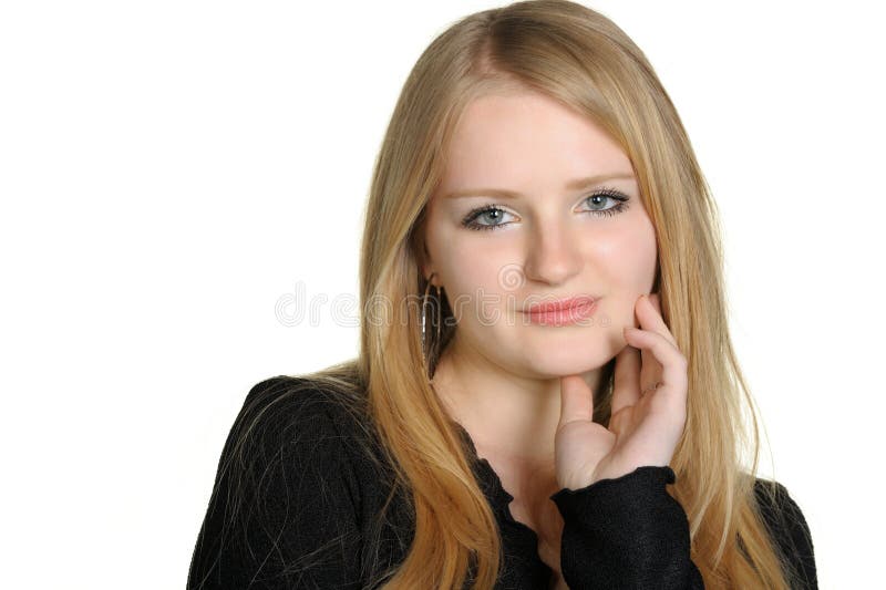 Retrato De La Chica Joven Bonita Del Blonde Foto De Archivo Imagen De Manera Aislado 14007546