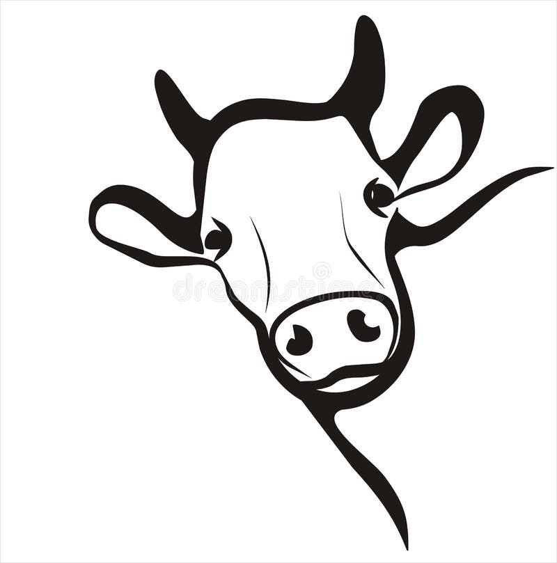 Retrato De La Vaca En Líneas Simples Ilustración del Vector ...