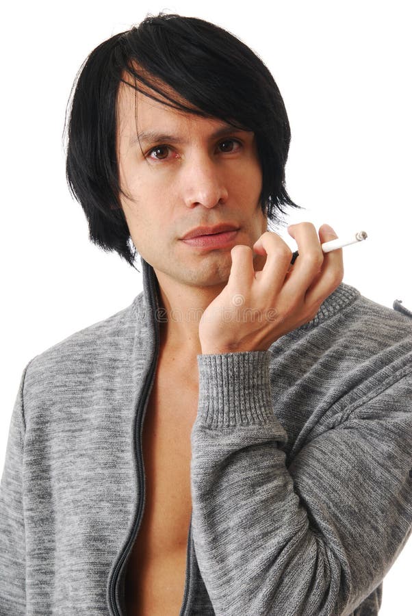 Retrato De Um Fumo Do Homem Foto de Stock - Imagem de fumo, boca: 17326432