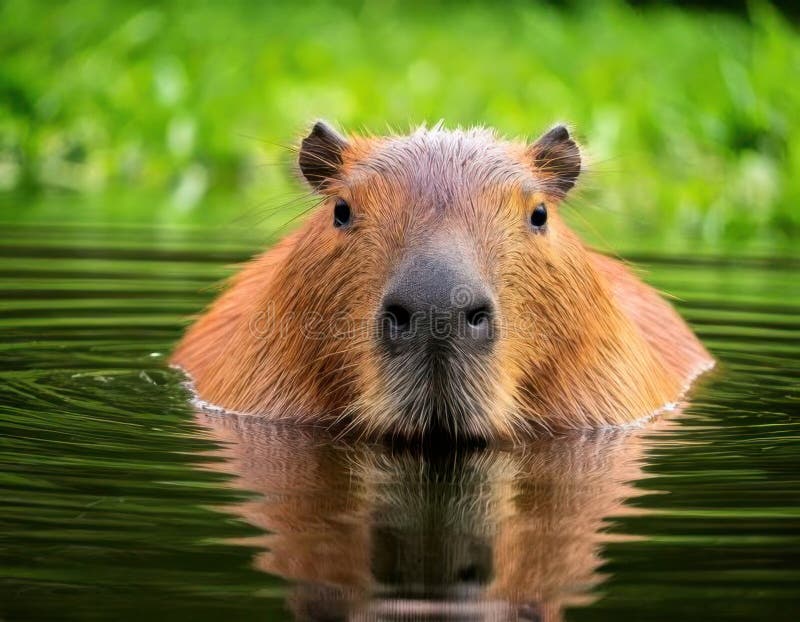 Retrato De Un Capibara Nadando Stock de ilustración - Ilustración de ...
