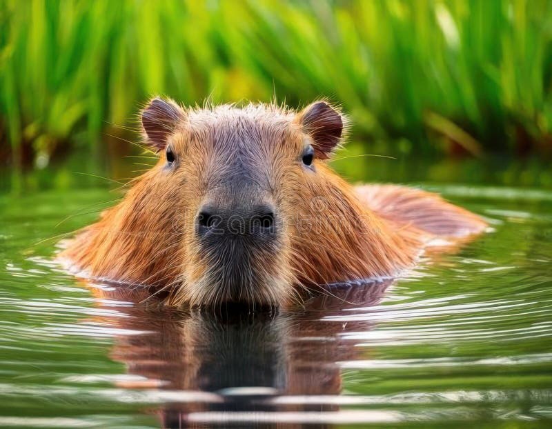 Retrato De Un Capibara Nadando Stock de ilustración - Ilustración de ...