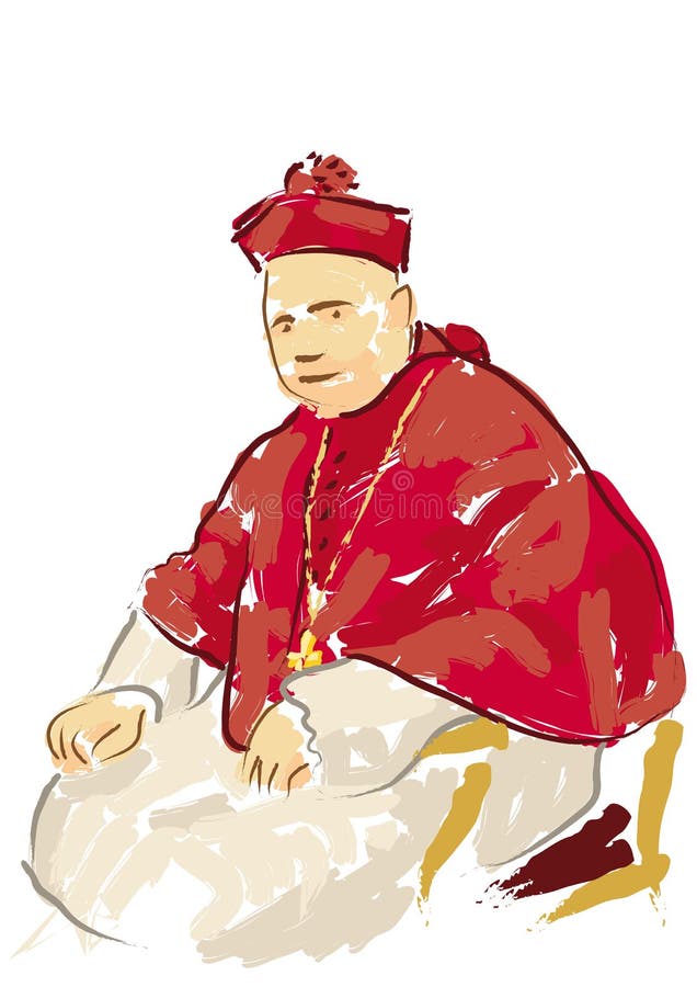 Cardeal Católico No Caráter Vermelho Da Veste, Ilustração ...
