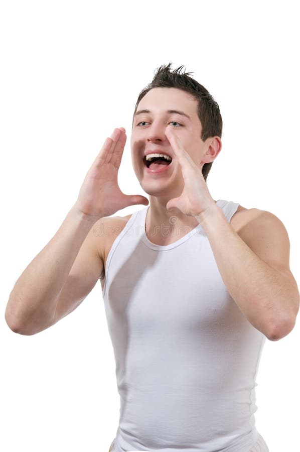 Retrato Do Macho Scared, Isolado No Backgro Branco Foto de Stock ...