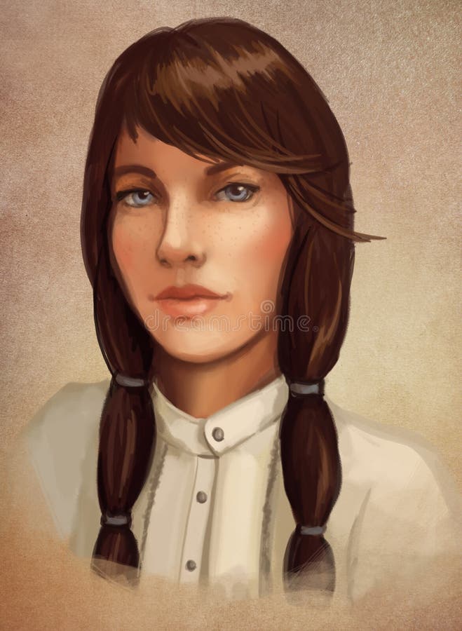 Retrato Trigueno Joven De La Mujer Stock de ilustración - Ilustración ...