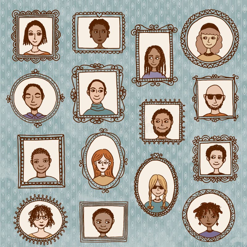 Retratos del marco ilustración del vector. Ilustración de colgante ...