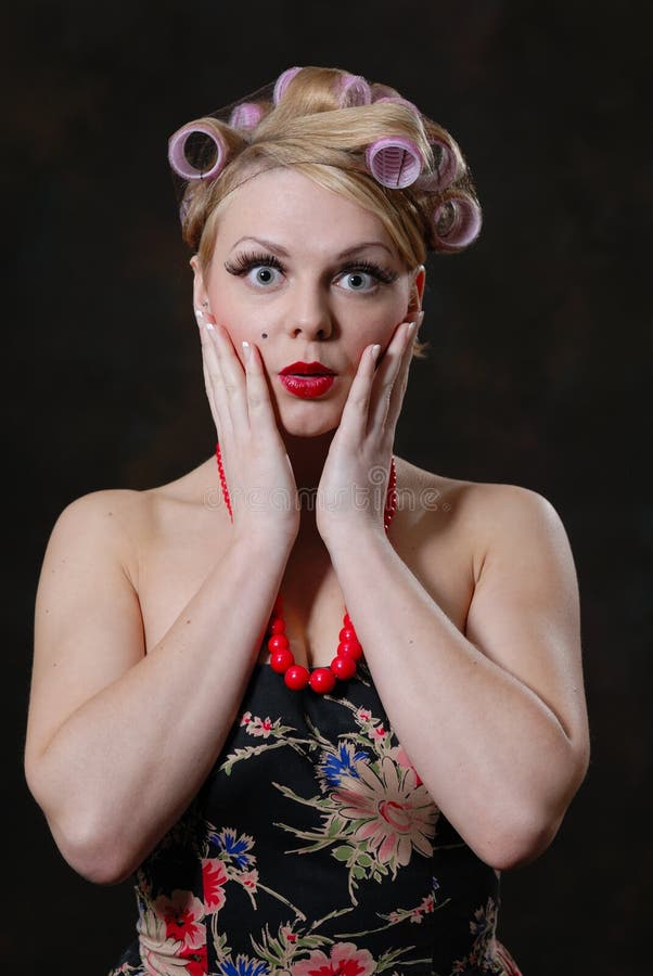 Retro 50s Style Female Portrait Stock Image - Image of lifestyle, dress ...