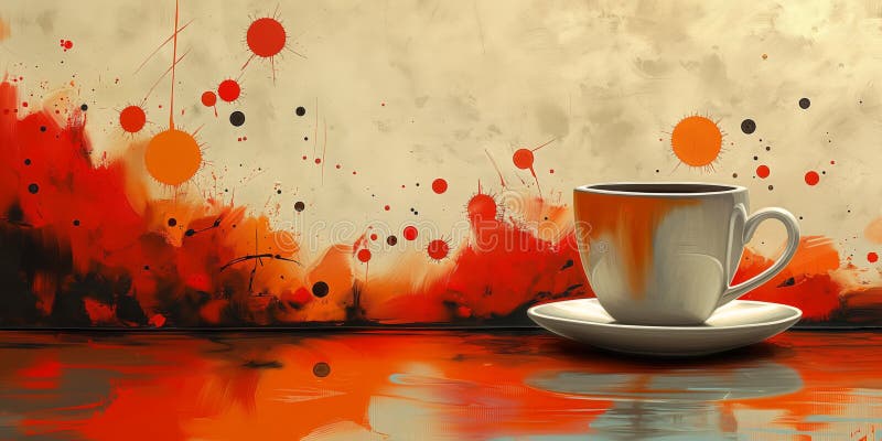 Retro Abstract Coffee Illustration with Copy Space Stock Illustration ...