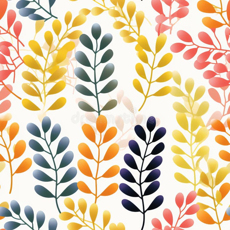 Retro Acacia Trees with Multiple Colors on White Background Stock ...