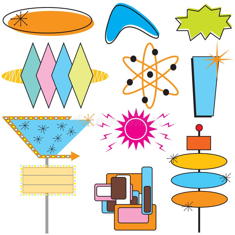 Retro Advertising Signs and Symbols Stock Vector - Illustration of ...