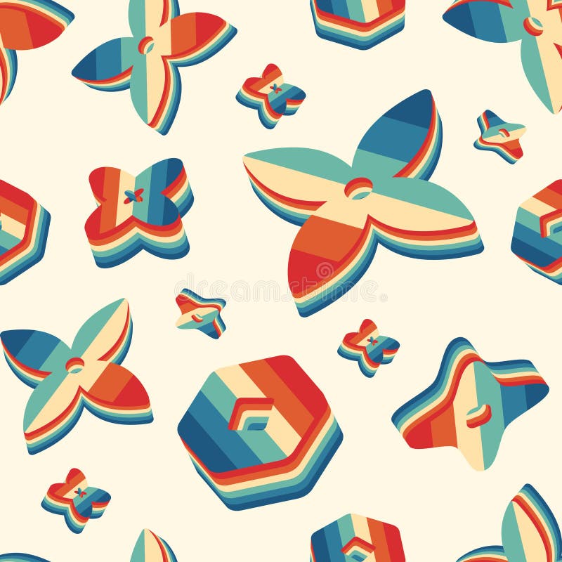 Retro Aesthetic Style Seamless Pattern with Abstract Geometric Shapes ...
