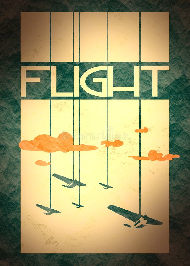 Retro Airplanes Flight on Striped Backdrop Stock Illustration ...
