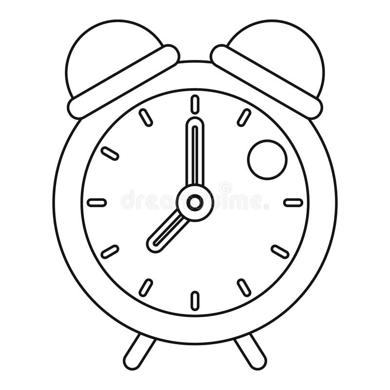 Retro Alarm Clock Icon, Outline Style Stock Vector - Illustration of ...
