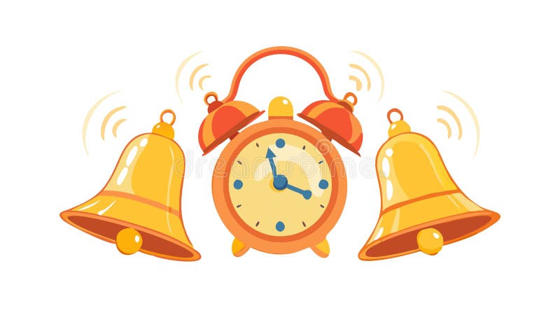 Retro Alarm Clock with Ringing Bells Vector Illustration, Time, Vector ...