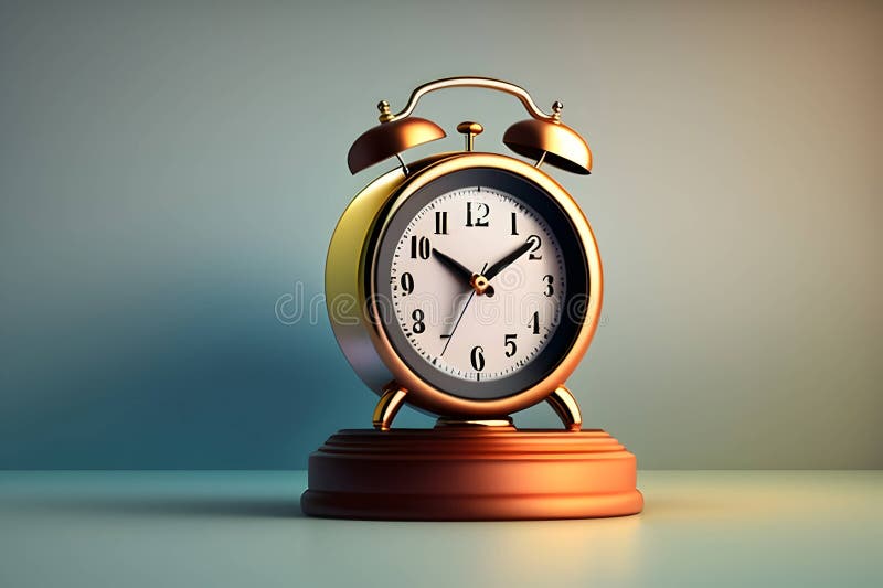 Retro Alarm Clock Stands on a Wooden Stand. Stock Illustration ...