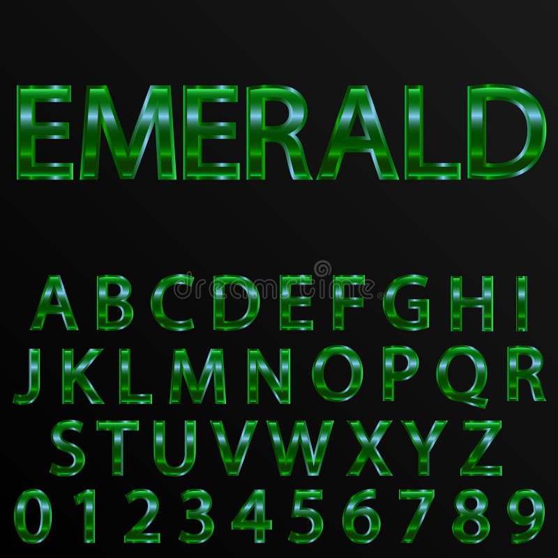 Emerald Effect Letters and Numbers Stock Illustration - Illustration of ...