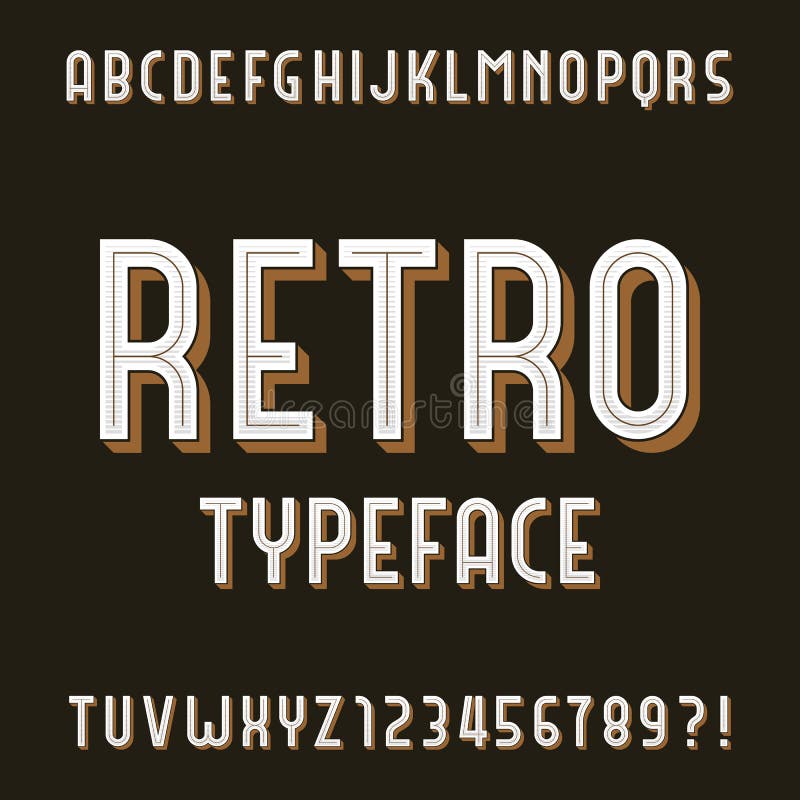 3D Retro Type Font with Shadow. Vector Alphabet. Stock Vector ...