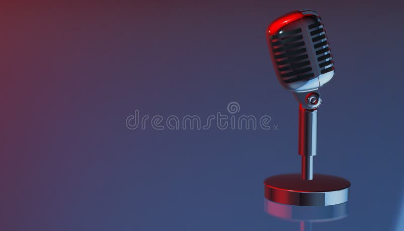 Retro Aluminium Microphone. 3d Render Editorial Photography ...