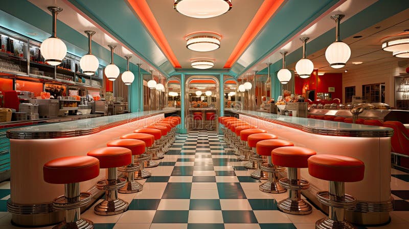 American Diner Themed Background Large Copy Space - Stock Picture ...