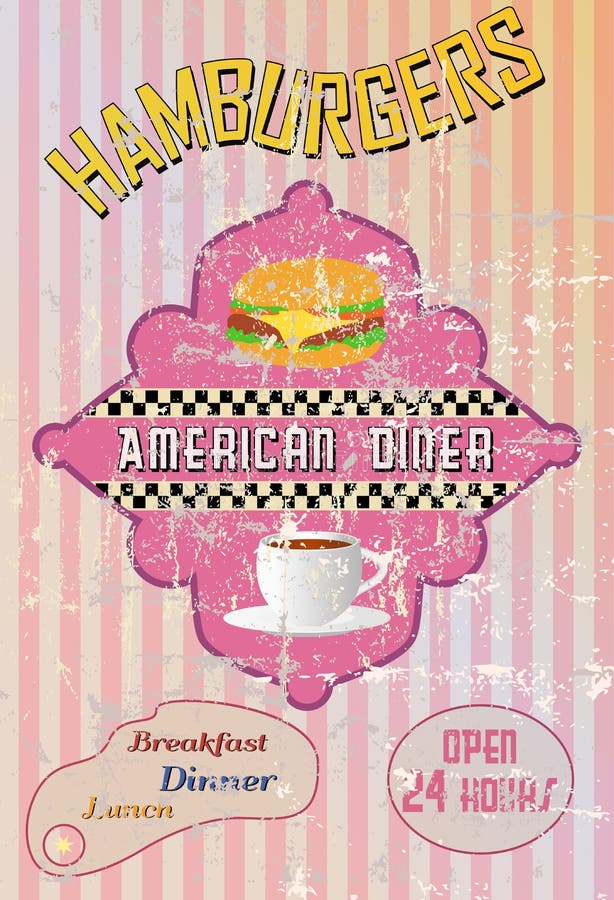 Retro american diner sign stock vector. Illustration of american - 43744739