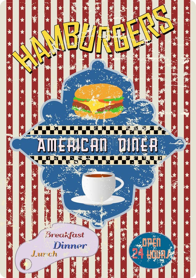 Retro american diner sign stock vector. Illustration of decorative ...