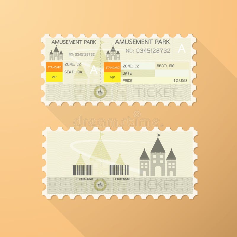 Retro Amusement Park Ticket Card Classic Design. Stock Vector ...
