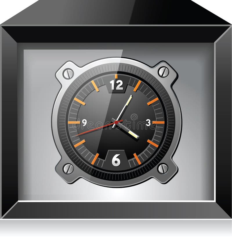 Retro Analog Clock in Black Box, Detailed Vector Stock Vector ...