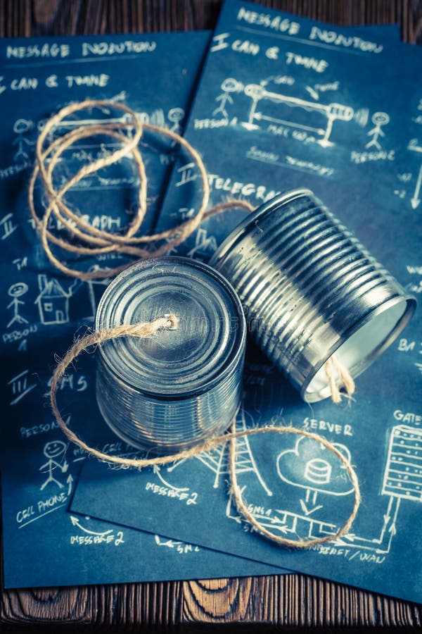 Retro Analog Telephone Made of String and Cans Stock Image - Image of ...