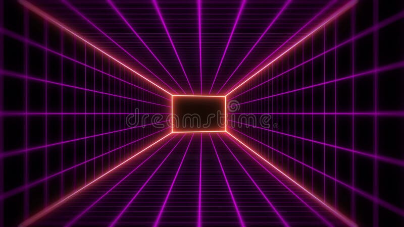 Retro Animated Background with Moving Grid and Neon Glowing Lines Dark ...