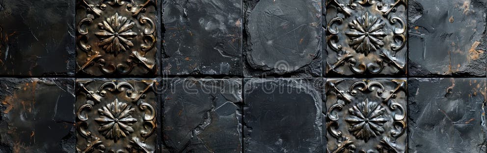 Retro Anthracite Tile Wall Texture for Vintage Background or Banner ...