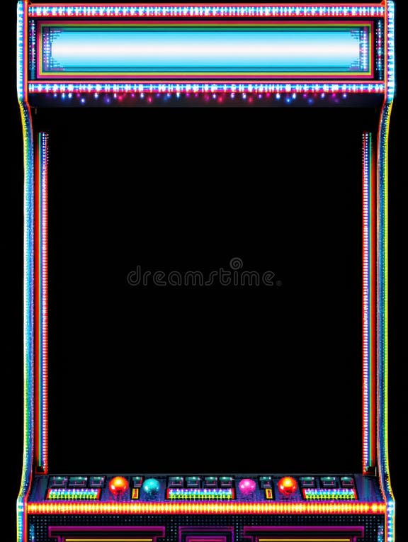 Retro Arcade Frame Featuring a Blinking Pixel Border with a Clean Upper ...