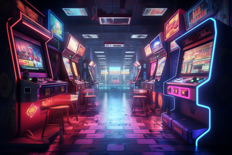 Retro Arcade Game Backdrop 80s Retro Nostalgic Stock Illustration ...