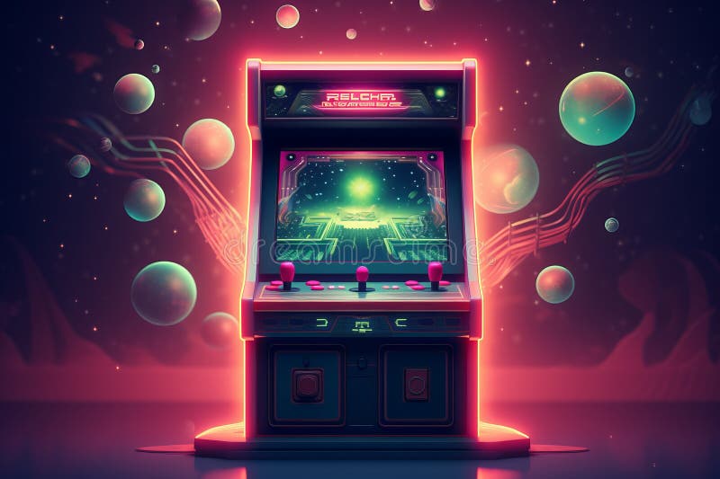 Retro Arcade Game Machine. Beautiful Illustration Picture Stock ...