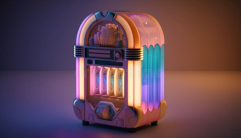 Retro Arcade Game Machine. 3D Rendering. Neon Colors Stock Illustration ...