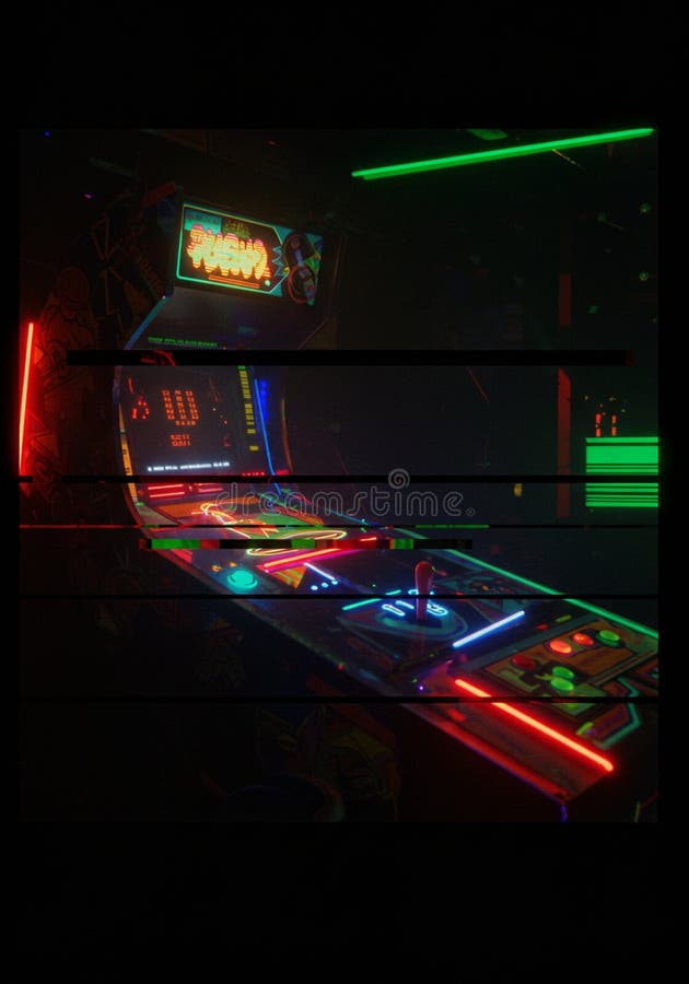 Retro Arcade Game Machine with Neon Lights Stock Illustration ...
