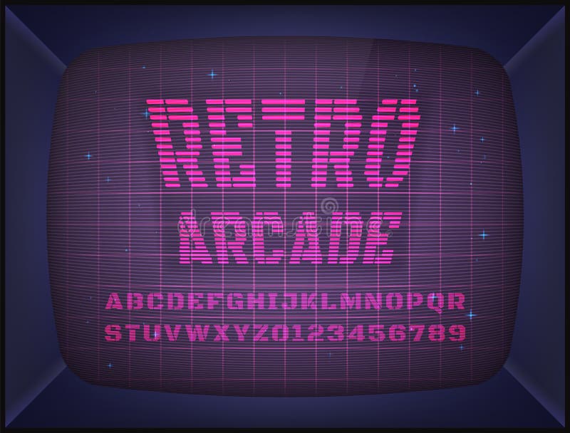 Retro Arcade Game Machine. Screen Background and Font Stock Vector ...