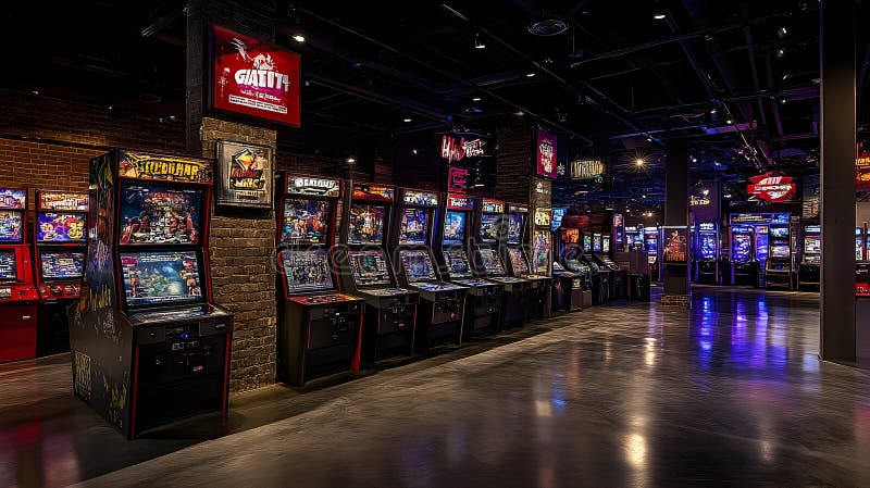 Arcade Games Night stock illustration. Illustration of video - 374875556