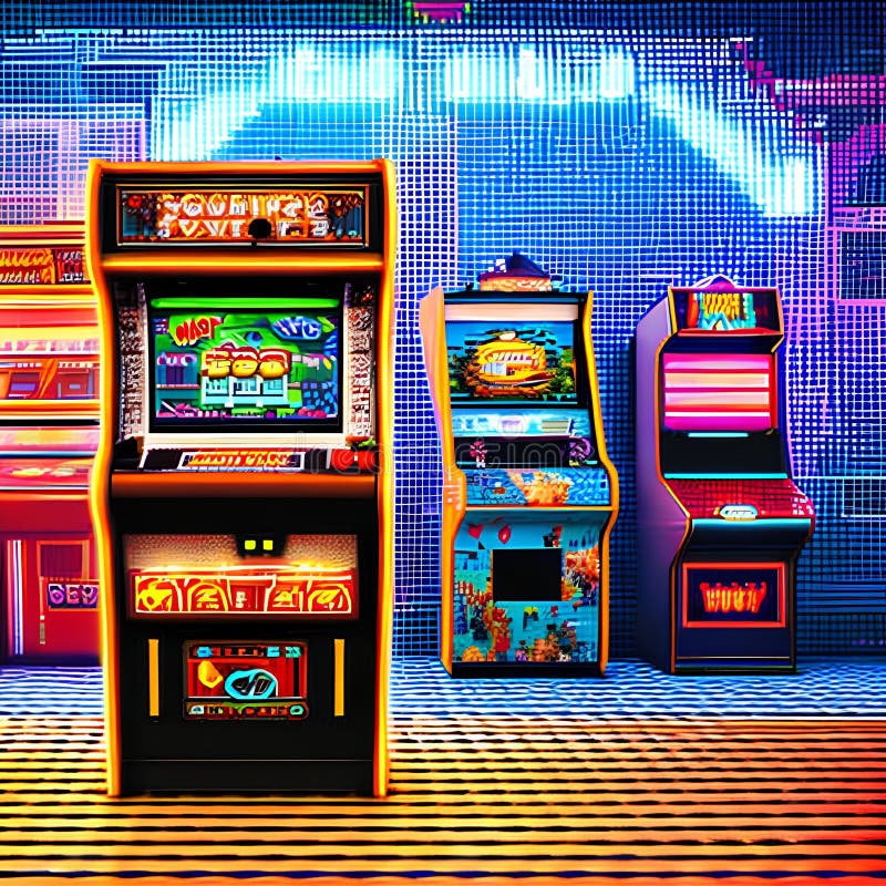 A Retro Arcade-inspired Digital Texture with Pixelated Characters and ...