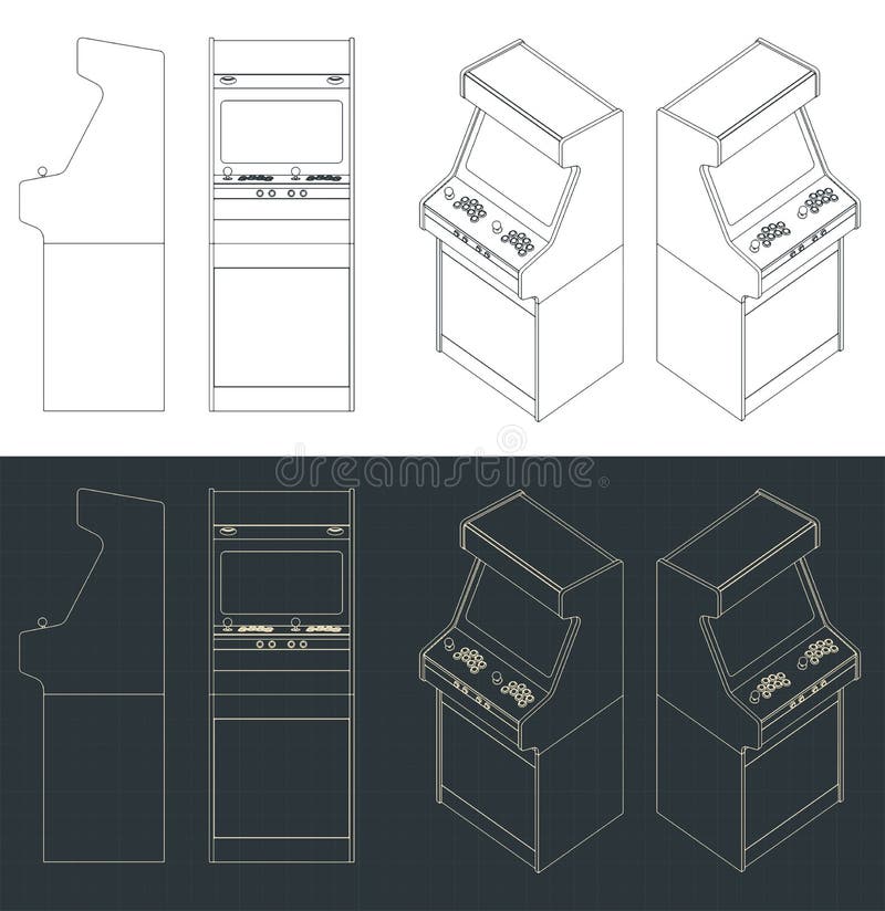 Retro Arcade Machine Drawings Stock Vector - Illustration of video ...