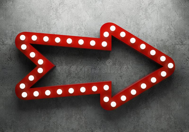 Retro Arrow with Neon Lights Stock Illustration - Illustration of ...