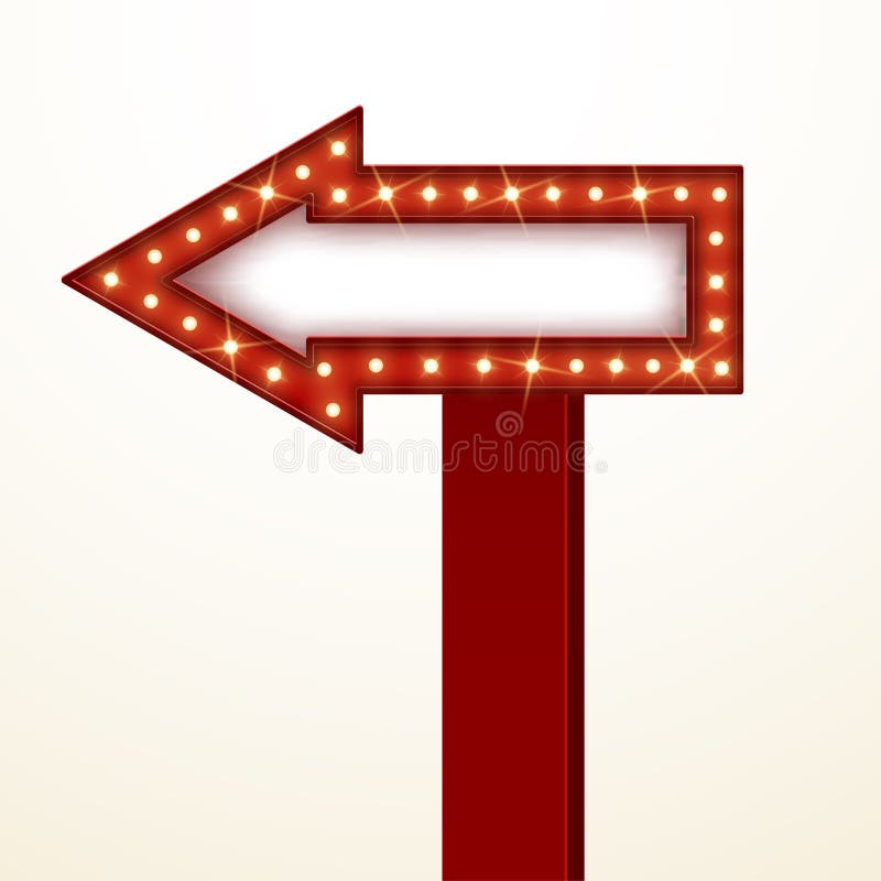 Retro Arrow with Shiny Led Lamps, Direction Pointer, Vector ...