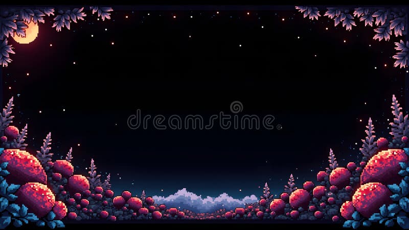 Retro Atari-Style Border Design with Pixel Art Pattern on Black ...