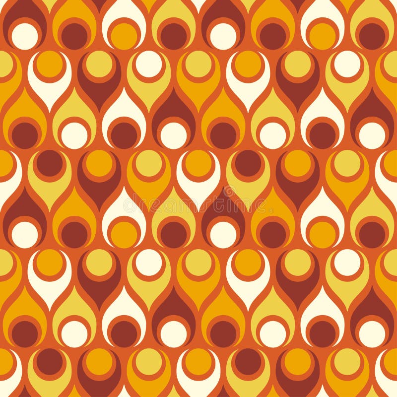 Retro Atomic Circle Teardrops Orange Brown Seamless Pattern Stock Vector - Illustration of ...