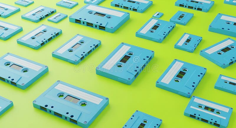 Retro Audio Cassette Pattern Stock Illustration - Illustration of ...