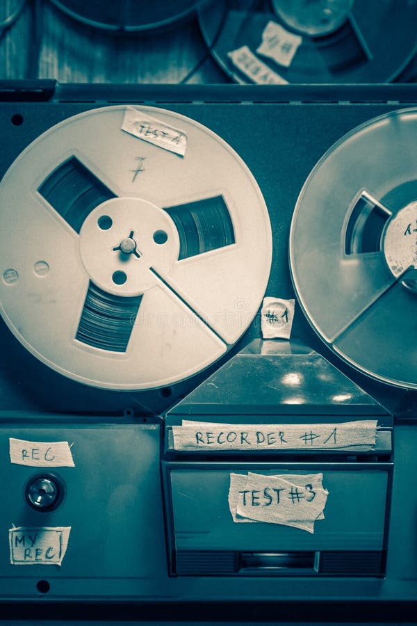 Retro Audio Tape Recorder with Microphone and Roll of Tape Stock Image ...